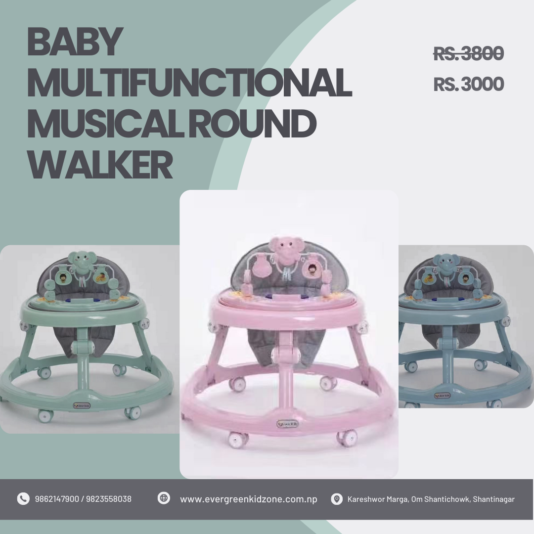 Baby Multifunctional Musical Round Walker - Fun and Safe- Evergreen Kid ...